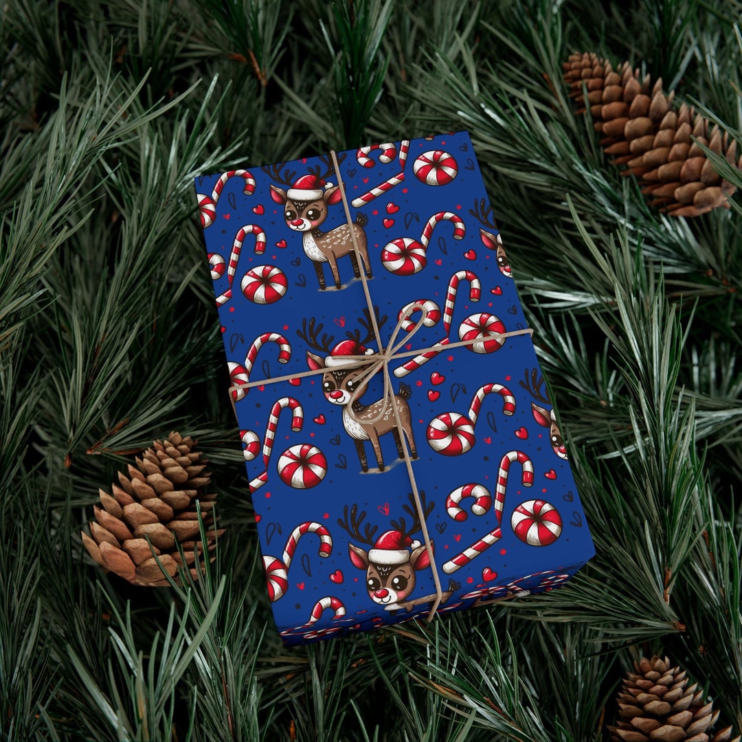 Rudolph the Red-nosed Reindeer Cartoon Blue Gift Wrapping Paper - Etsy