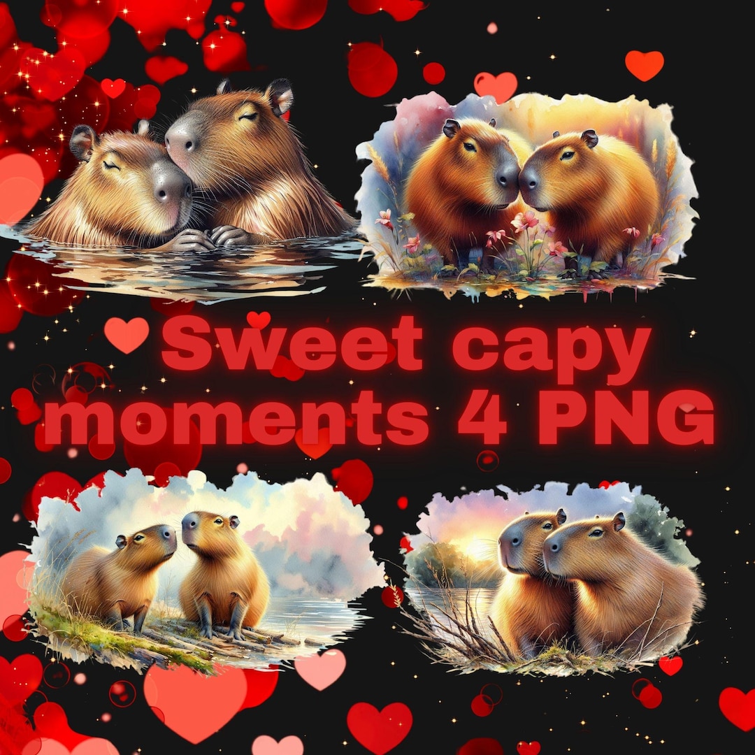 Capybara Sweet Moment, Love, Transparent Background, Iron on Design ...