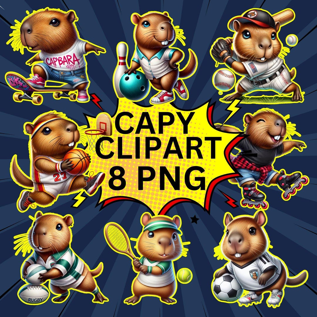 Capybara Sport Style Clipart, Boy, Transparent Background, Iron on ...