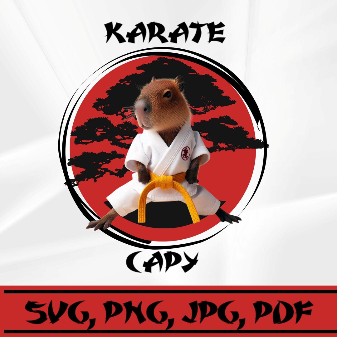 Capybara Karate Clipart, Iron on Design, JPG, SVG, PNG, Pdf Print, 13 X ...