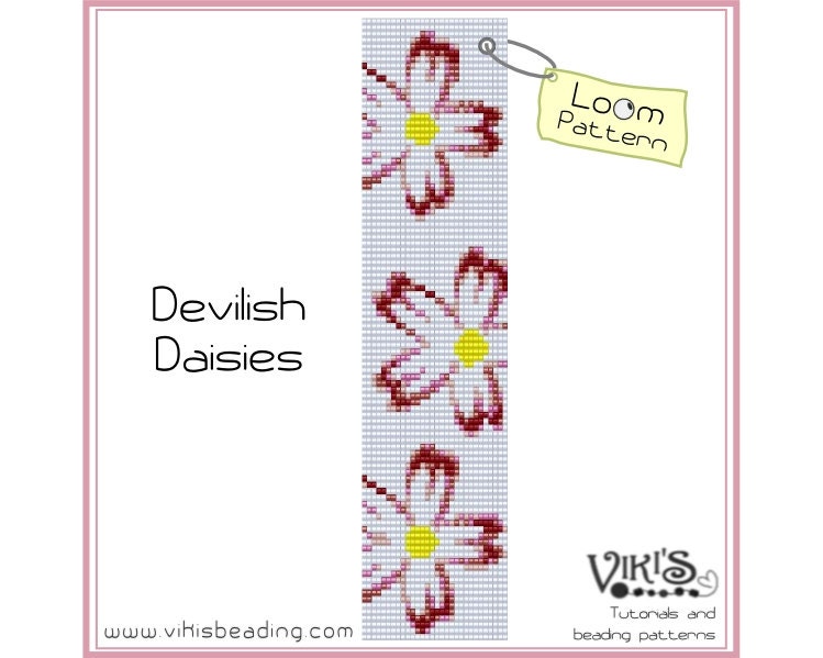 Loom Beading Pattern: Devilish Daisies Cuff Bracelet - Etsy