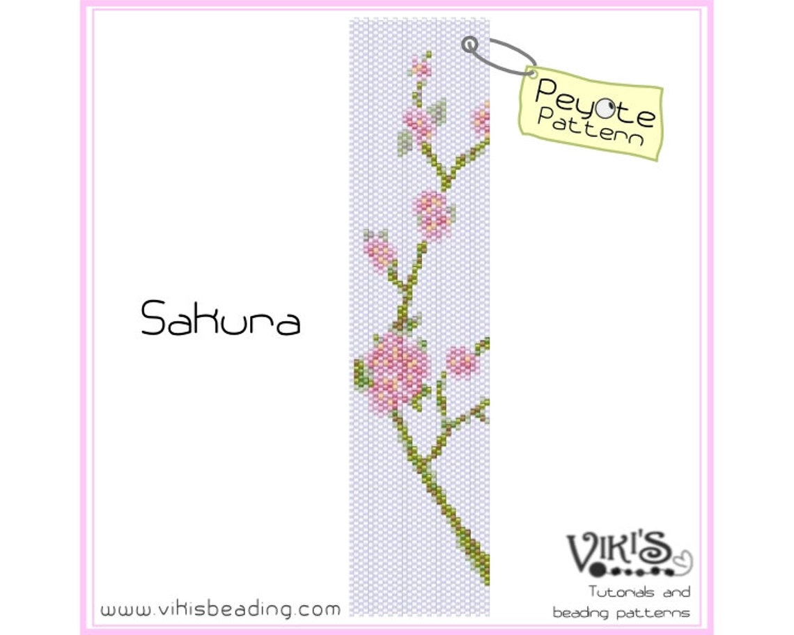 Sakura - Peyote Pattern for Cuff Bracelet - INSTANT DOWNLOAD Pdf ...