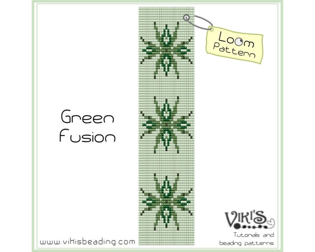 Loom Bracelet Pattern: Green Fusion - for Cuff Bracelet - INSTANT ...