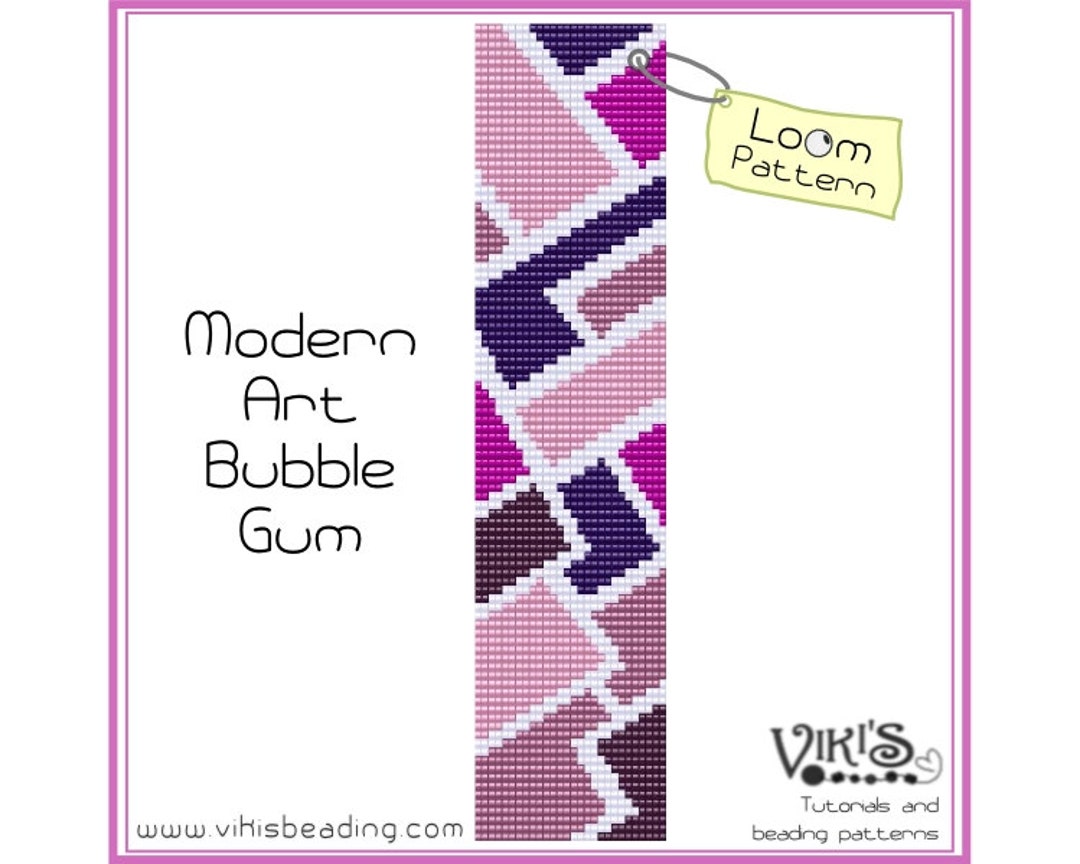 Loom Pattern: Modern Art Bubble Gum - Cuff Bracelet - INSTANT DOWNLOAD ...
