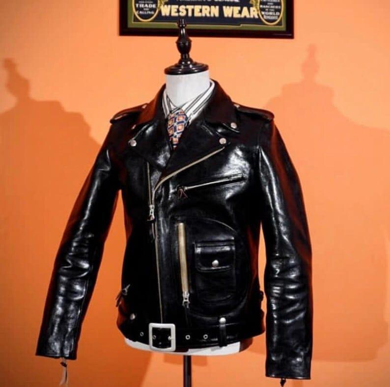 Handmade Genuine Cowhide Leather Biker Jacket, Racing Style Leather ...