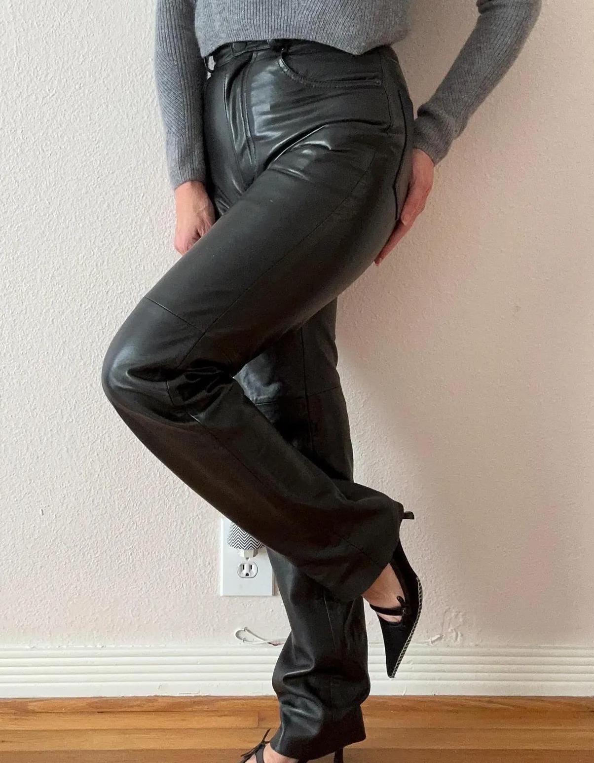 Handmade Women Black Leather Pant Black Leather Trouser for Her Genuine ...