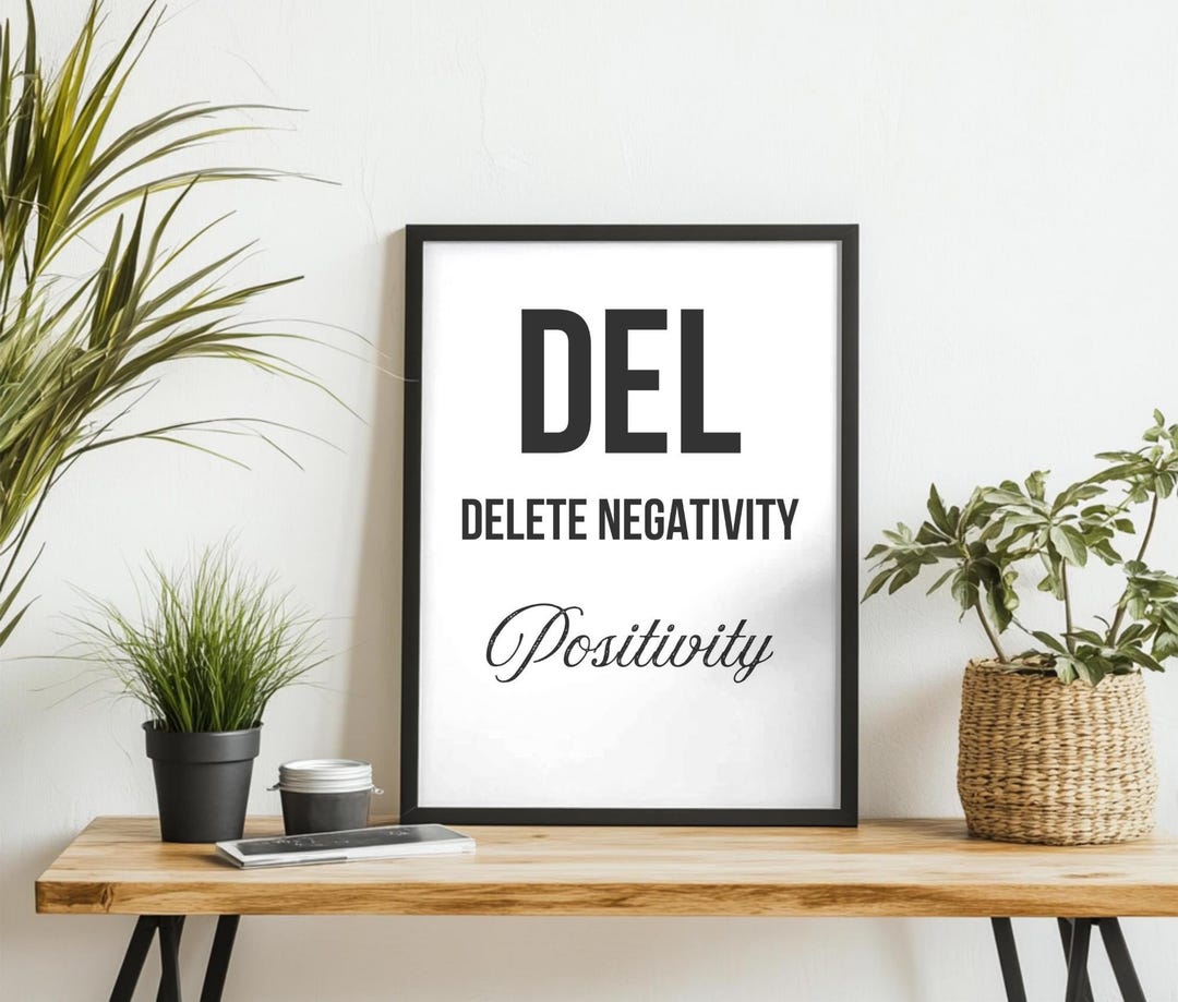 Discipline Wall Art, Motivational Tech Poster, DEL Delete Negativity ...