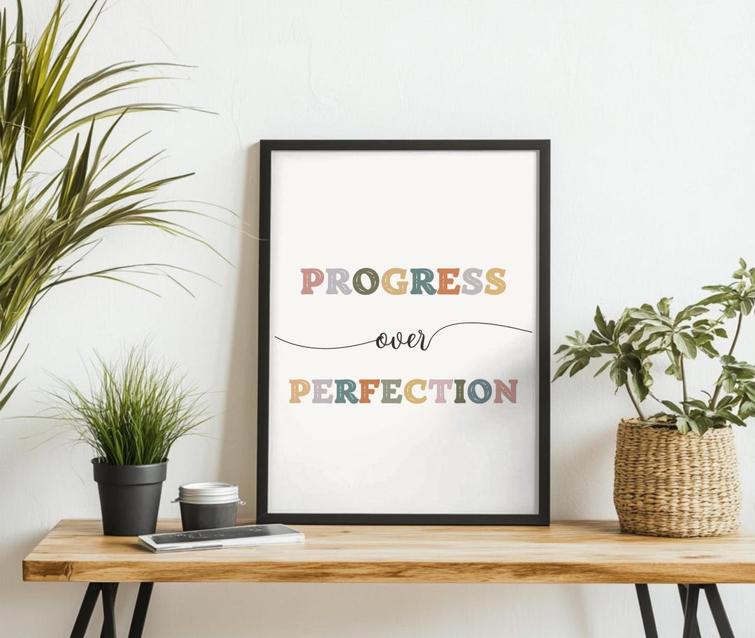 Progress Over Perfection Poster, Growth Mindset Wall Art, Motivational ...