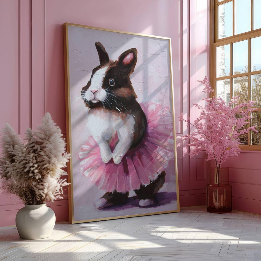 Ballet Rabbit Art Print: Pink Tutu, Whimsical Home Decor - Etsy