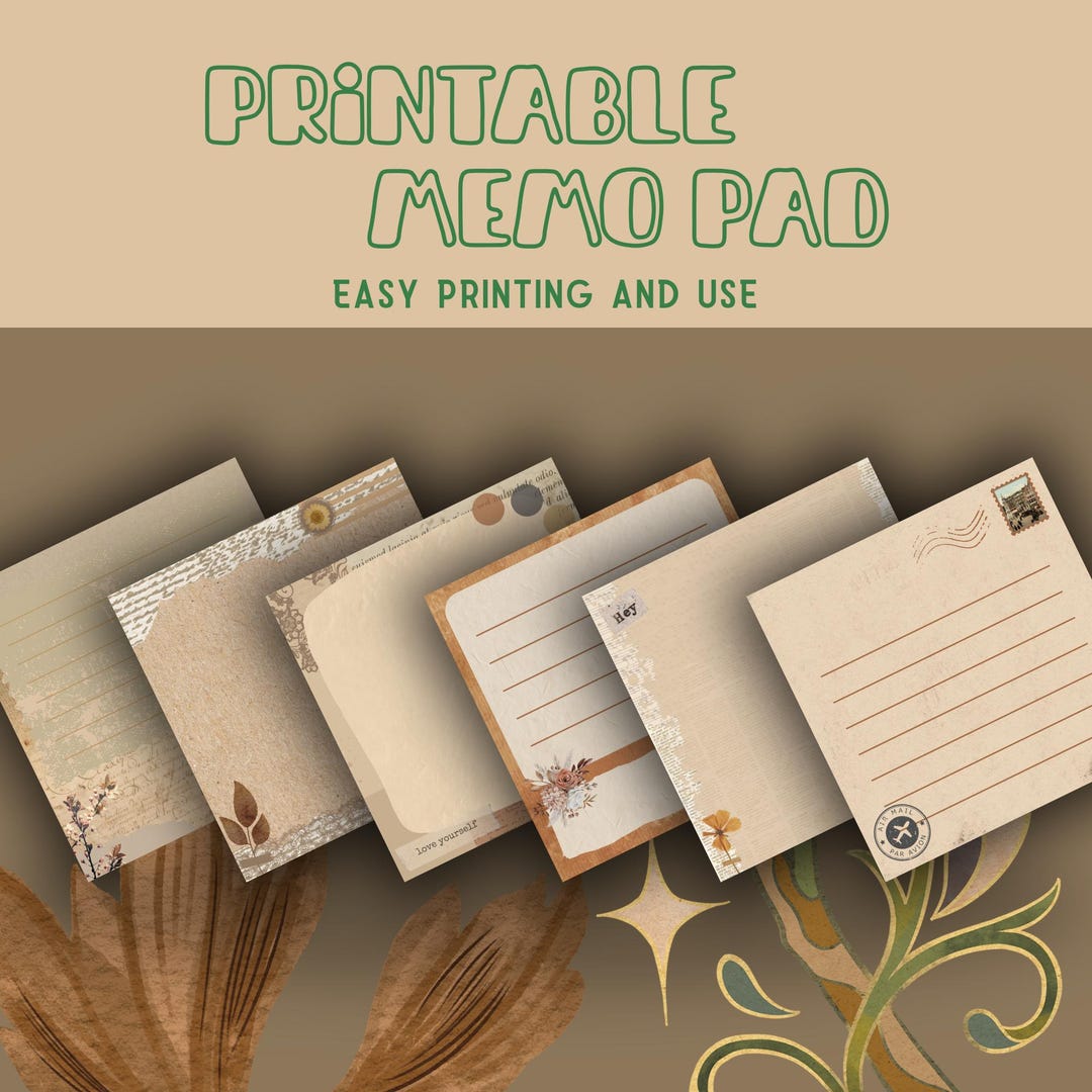 Vintage Memo Sheets: Printable Note Pad (digital Download) Memopad - Etsy