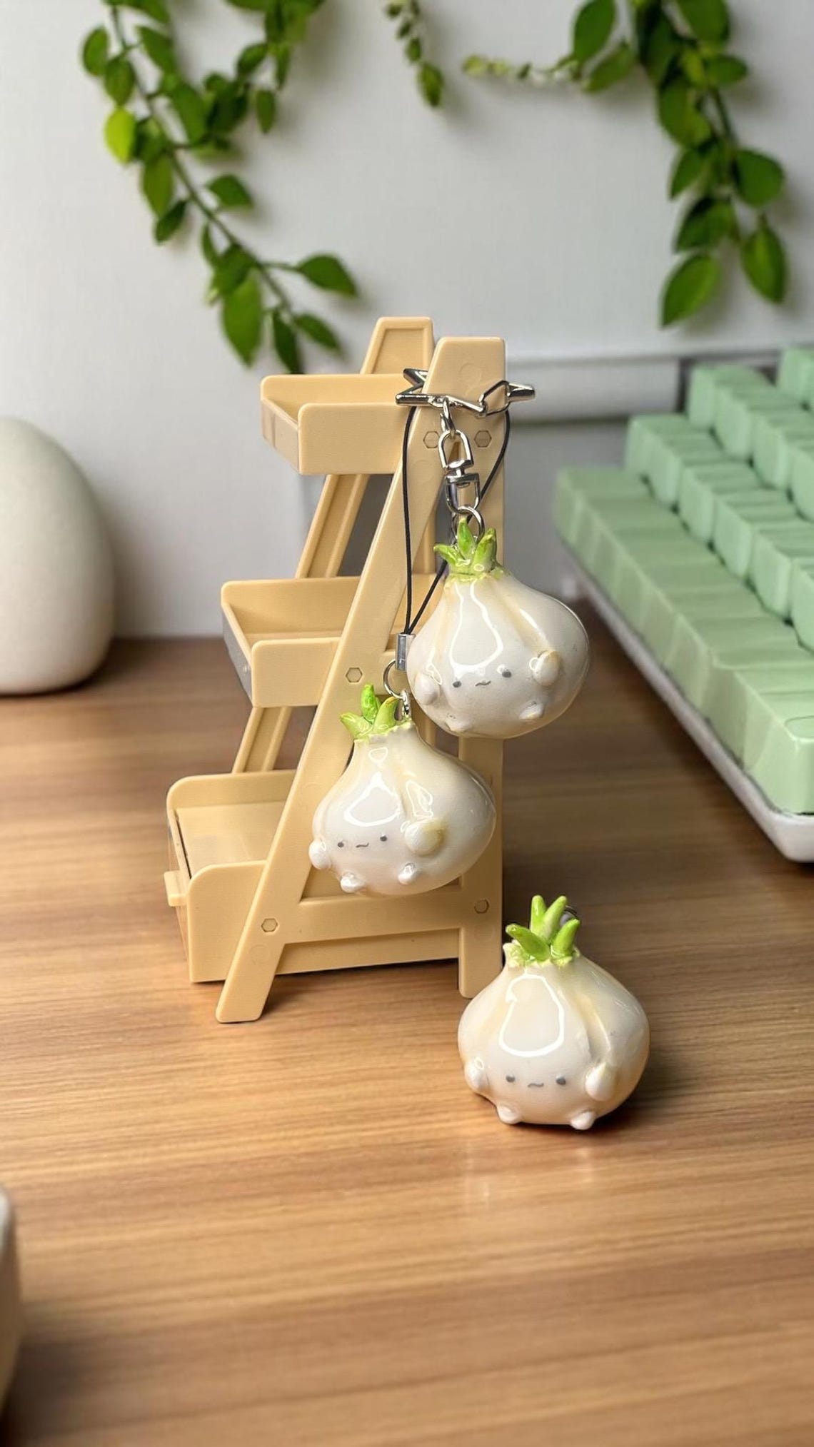 Polymerclay Veggi Garlic Figurine + Keychain + Desk Friend - Etsy