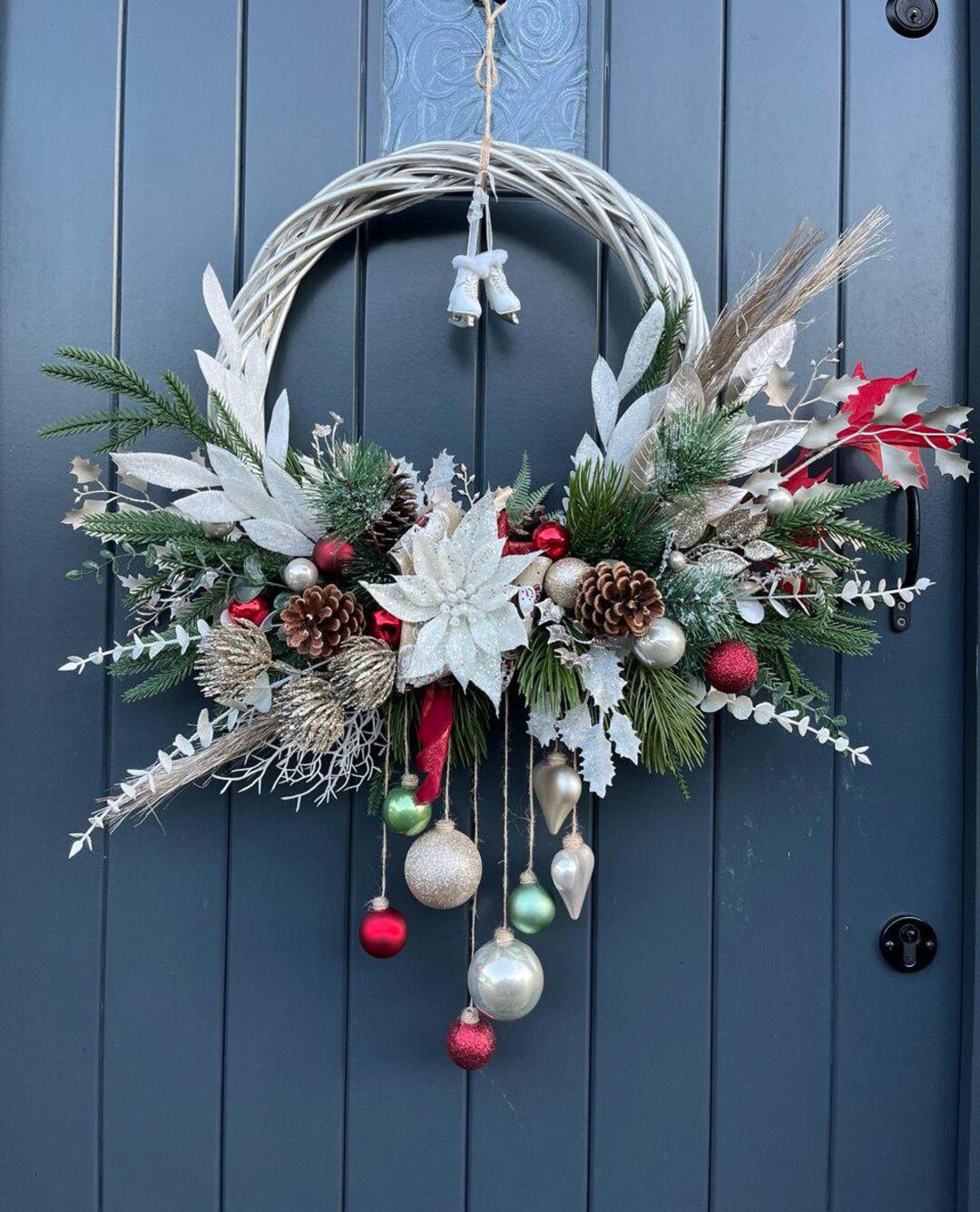 Large Willow Wreath Big Rattan Wreath Winter White Gold Wreath ...