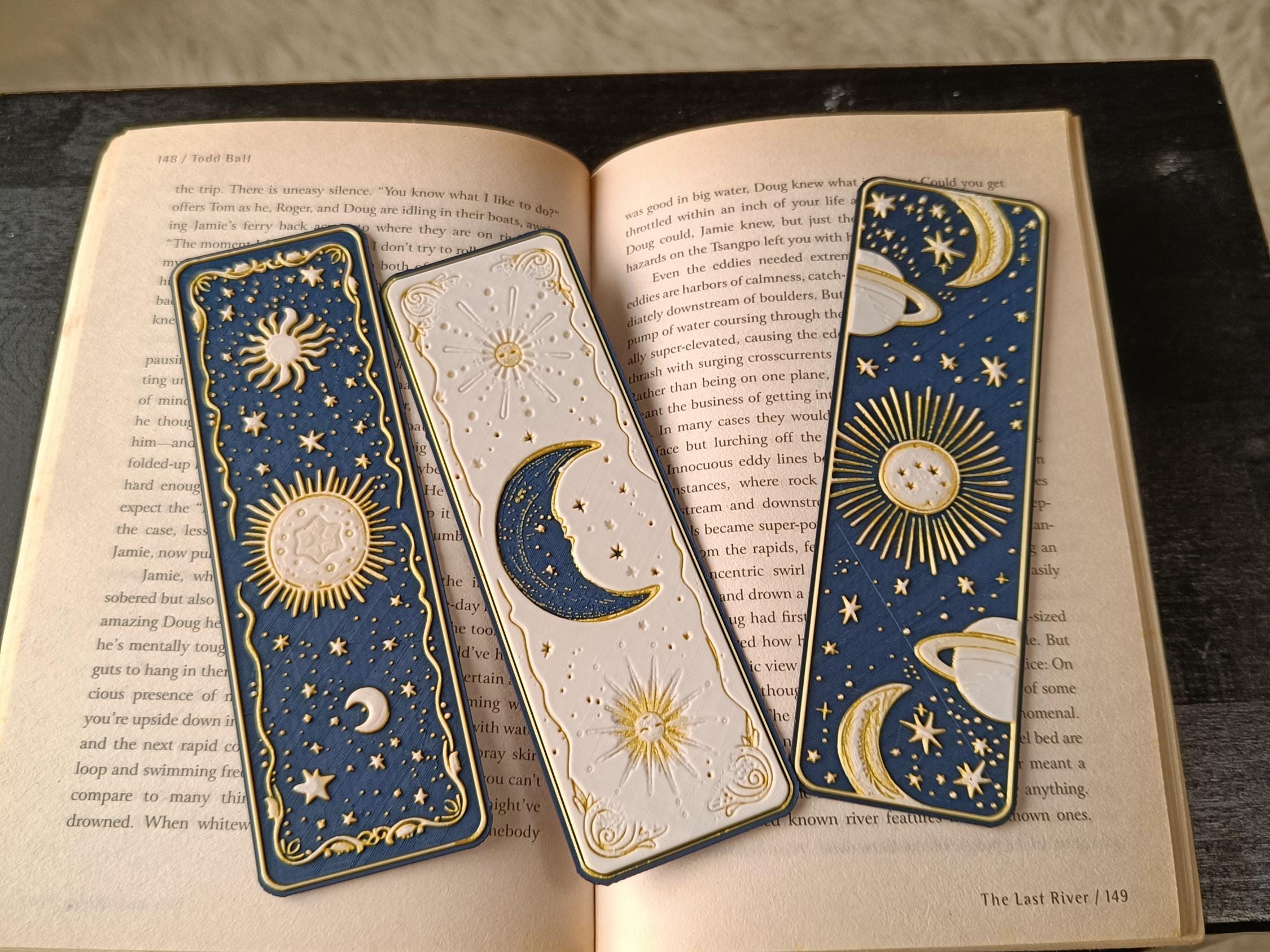 Set of 3 Starry Night 3D Printed Bookmarks, Moon & Stars Design in Dark ...
