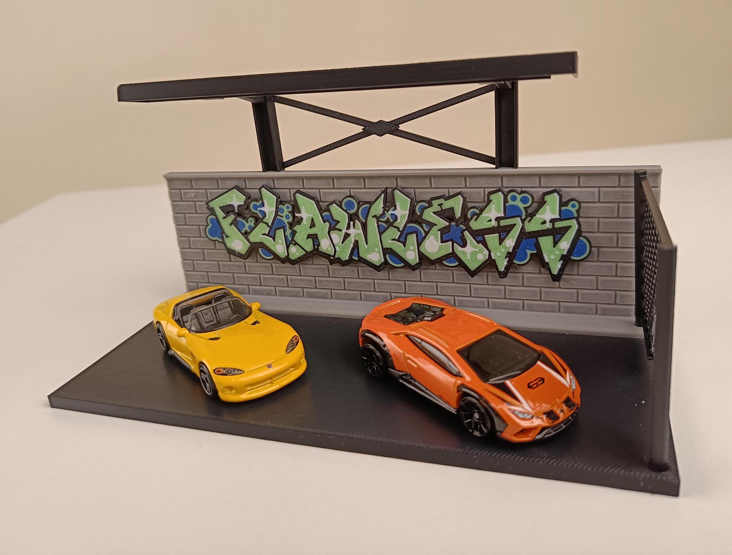 1/64 Scale Graffiti Street Scene Diorama, Hot Wheels Display, Full ...