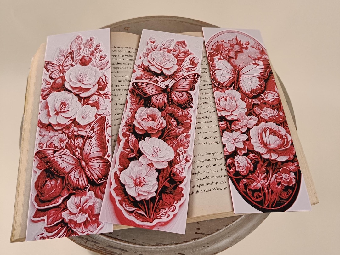 3D Printed Bookmark With Flowers and Butterflies – Set of 3 Designed by ...