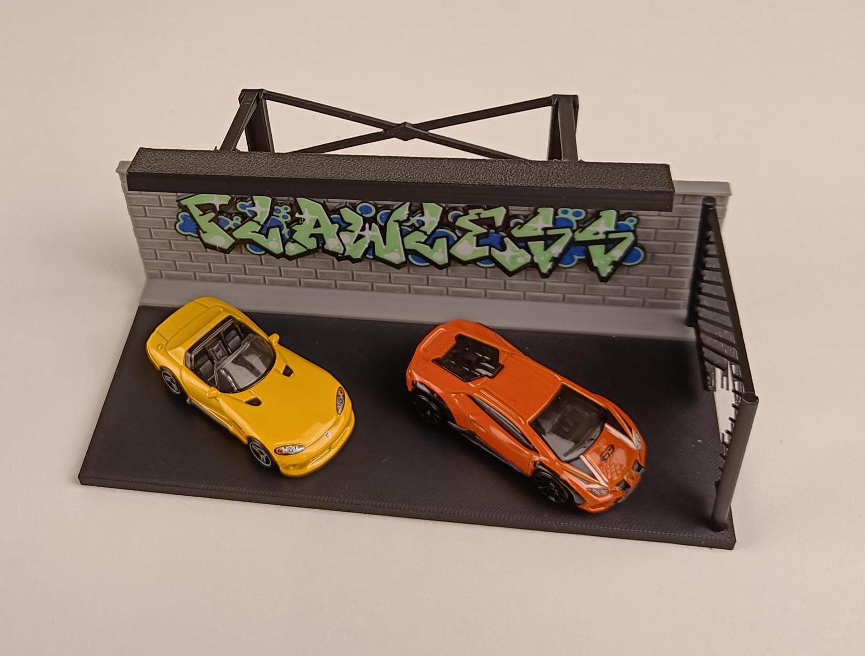 1/64 Scale Graffiti Street Scene Diorama, Hot Wheels Display, Full ...
