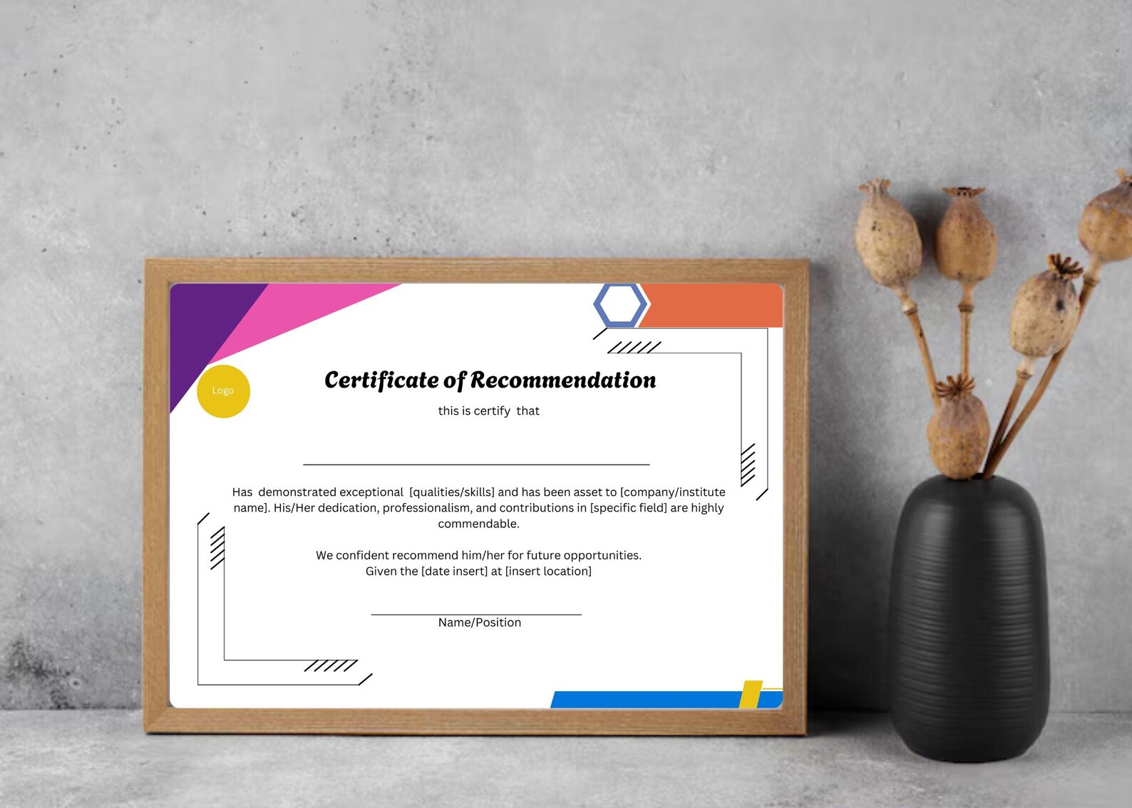 Editable Certificate of Recommendation Template Instant Download & Easy ...
