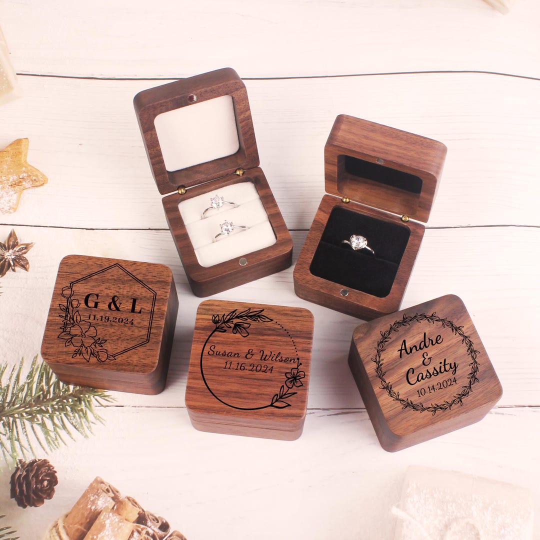 Personalized Wooden Ring Bearer Box Custom Engraved Keepsake for ...
