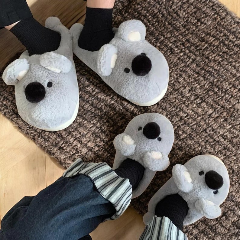 Cozy Koala Slippers Plush Platform Design for Warmth Cute Winter ...