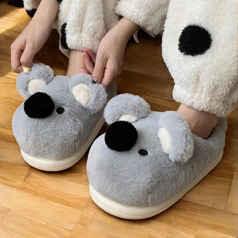 Cozy Koala Slippers Plush Platform Design for Warmth Cute Winter ...