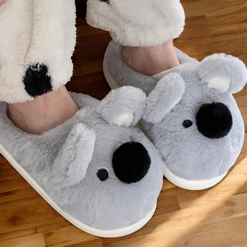Cozy Koala Slippers Plush Platform Design for Warmth Cute Winter ...