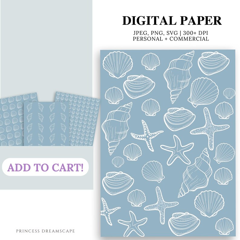 Sea Digital Paper Printable Page Background Paper Digital Commercial ...