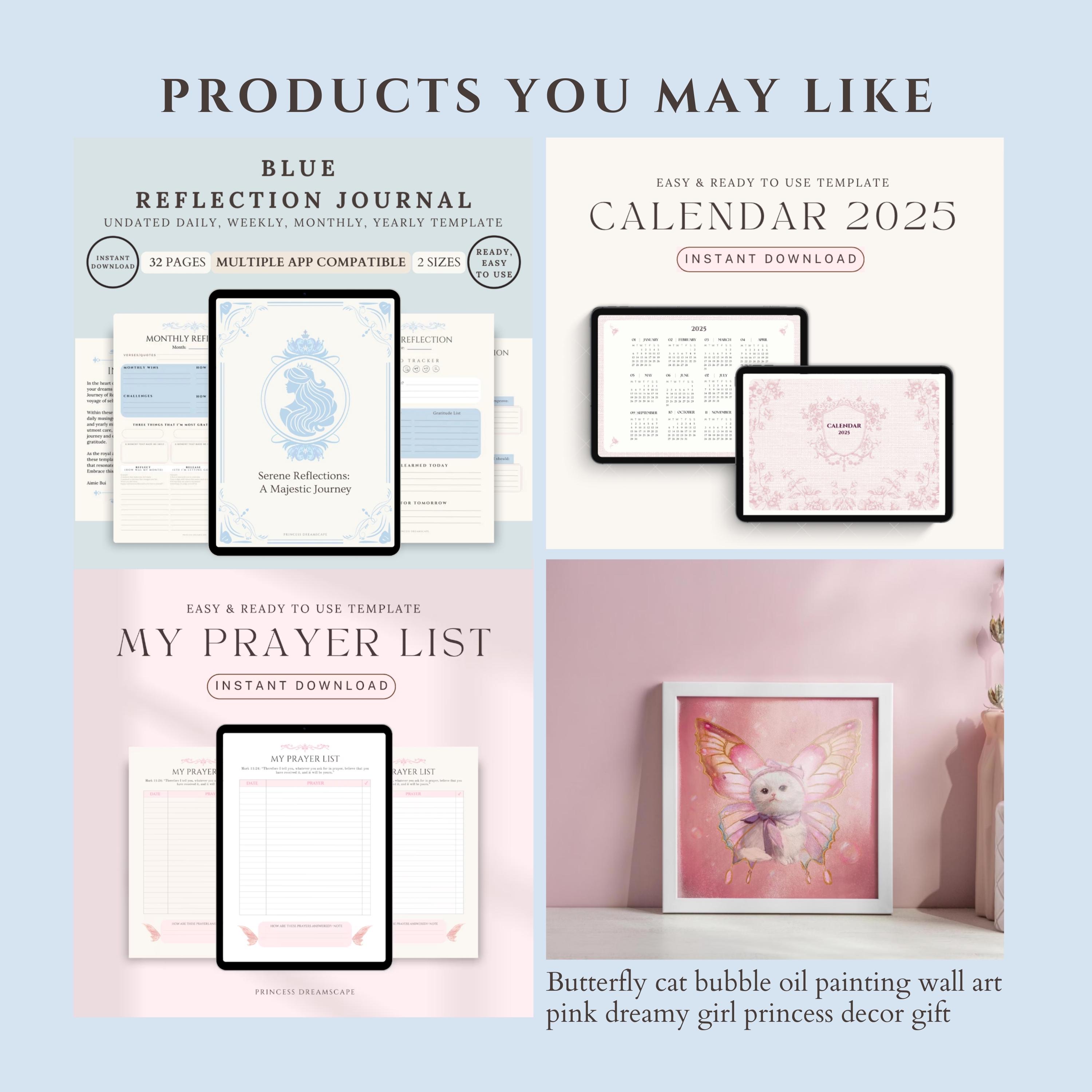 2025 Printable Calendar Template Blue Digital Download Bow Planner 2025 ...