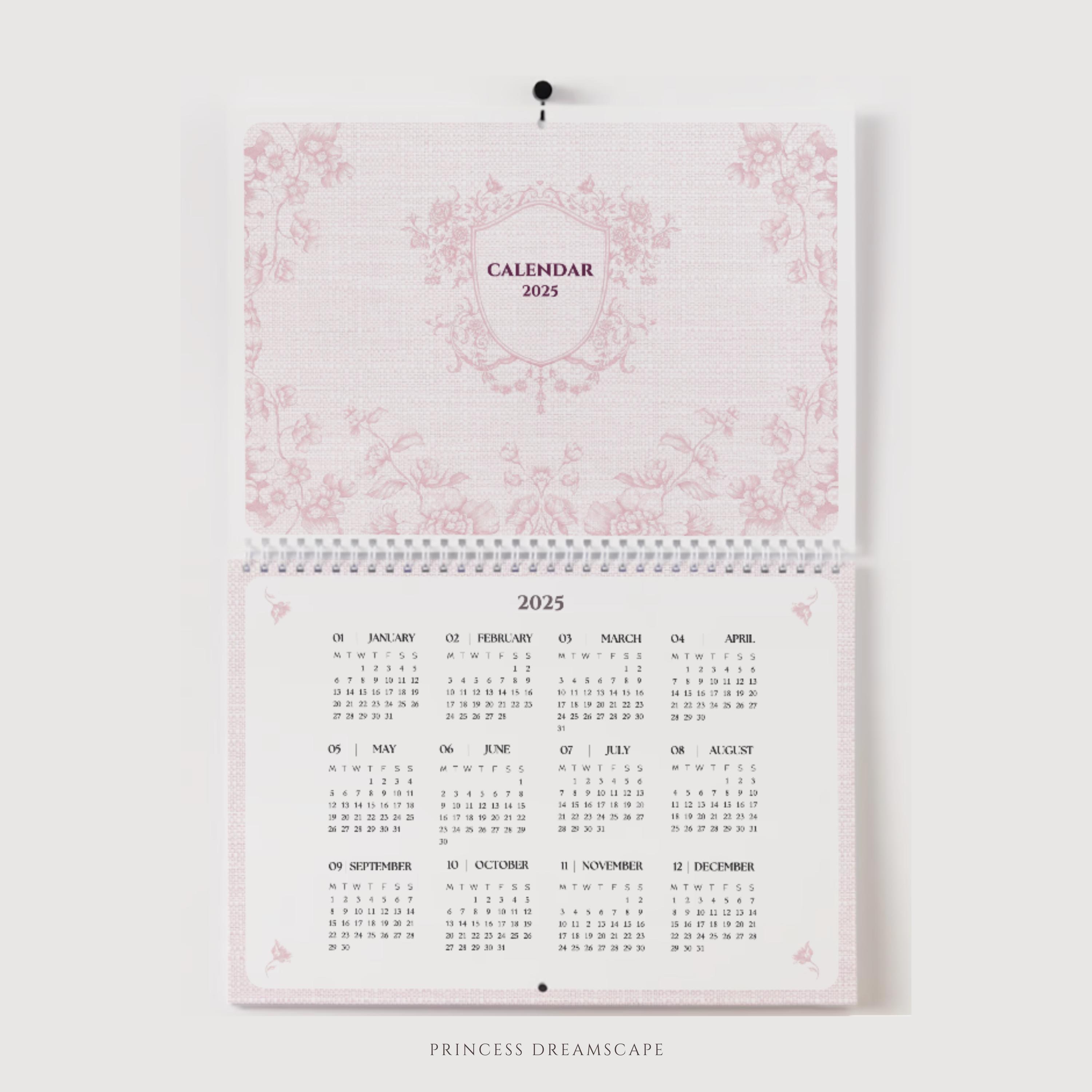 2025 Year Calendar Template Digital Pink Student Calendar Yearly ...
