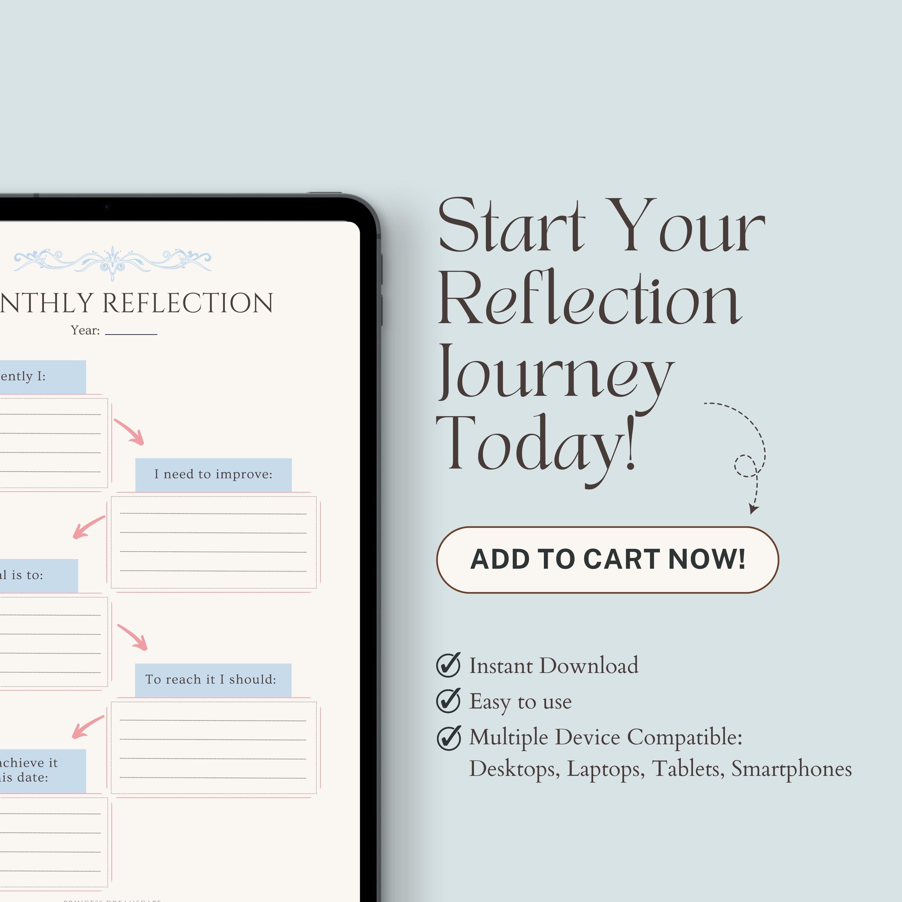 Digital Reflection Journal Printable Planner Bundle Blue Princess ...