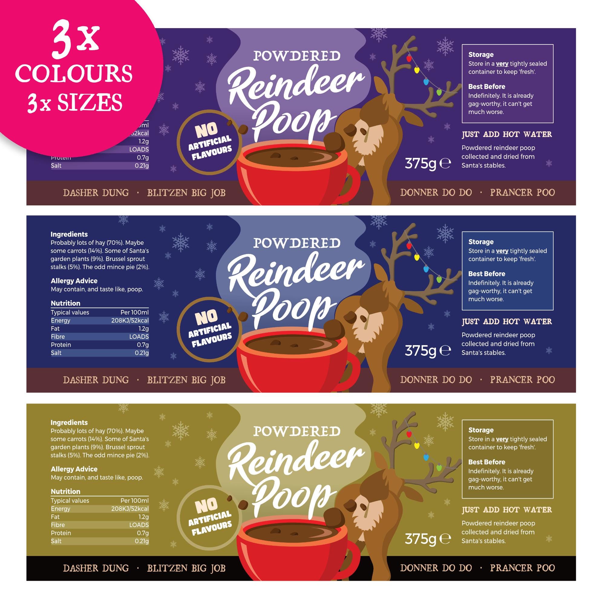 Printable Reindeer Poop Jar Label, Secret Santa Gift (digital Download ...