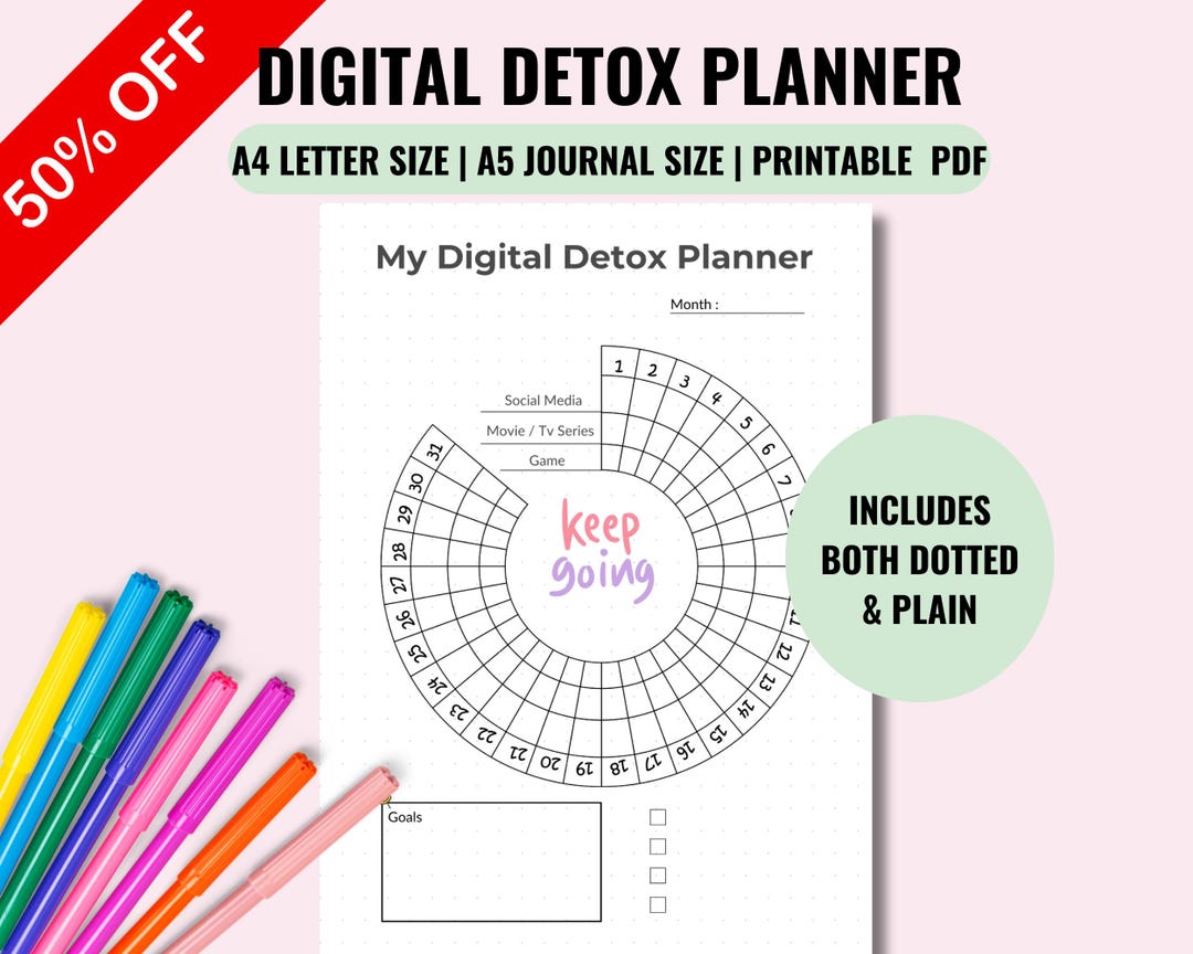 Screen Time Planner Habit Tracker Daily Log Printable Wellness Planner ...