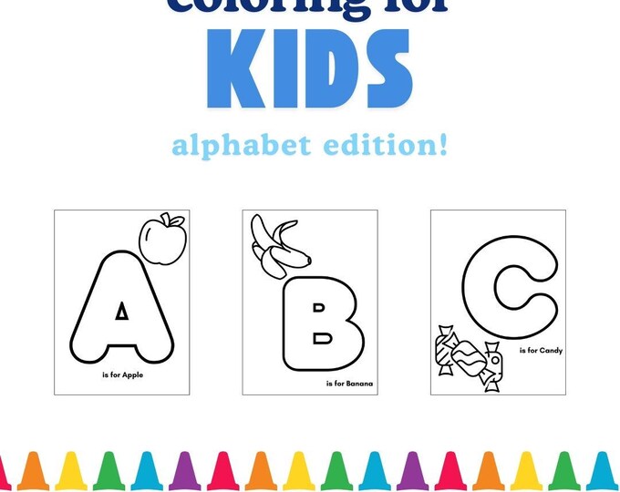 Kids Alphabet Coloring Book Instant Download - Etsy