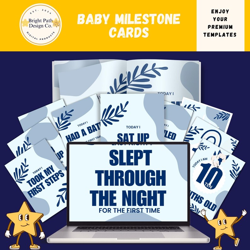 Baby Milestone Cards Canva Template Pack, Plr Mrr, Baby Shower Trivia ...