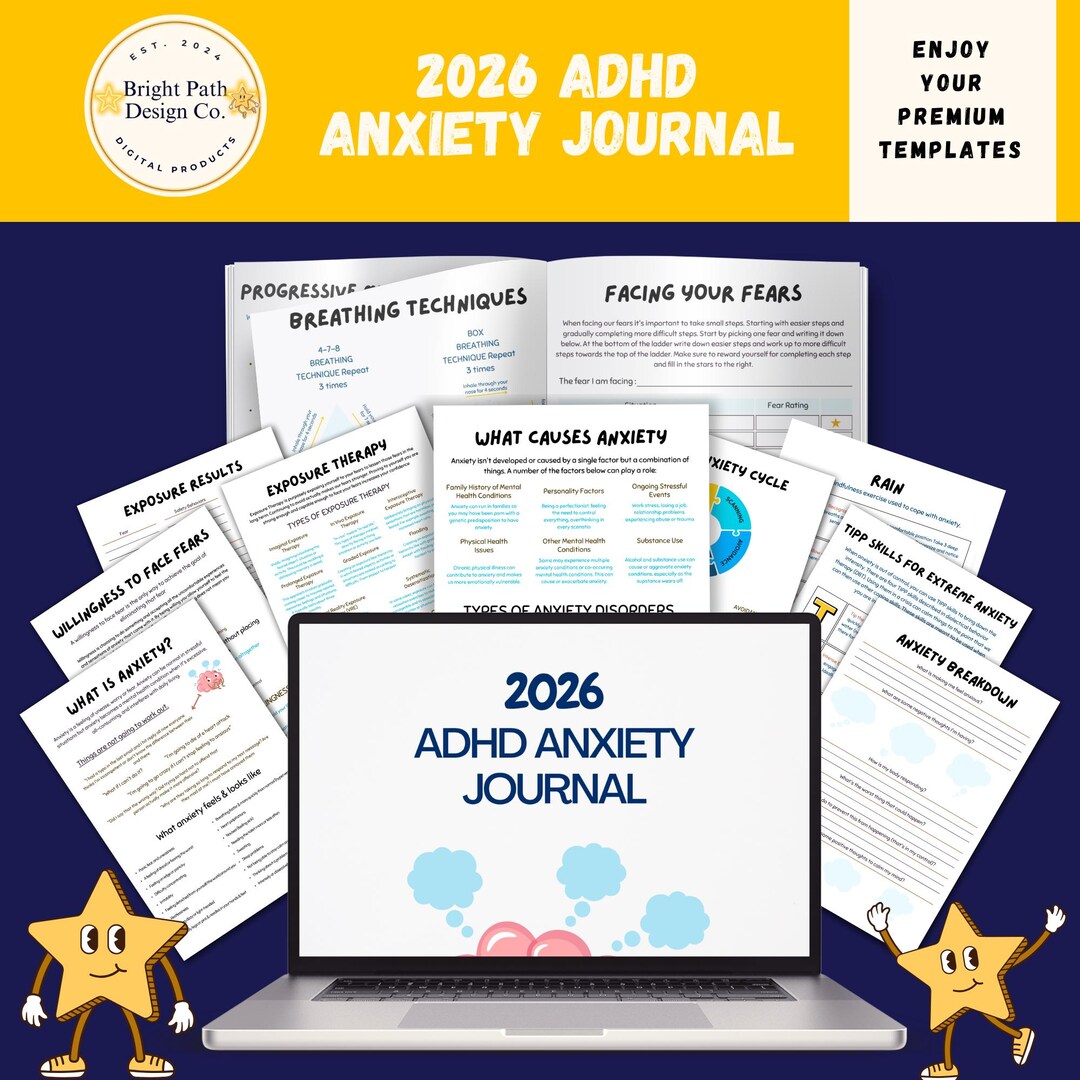 2026 ADHD Anxiety Journal, Mental Health Notebook (digital Download) - Etsy