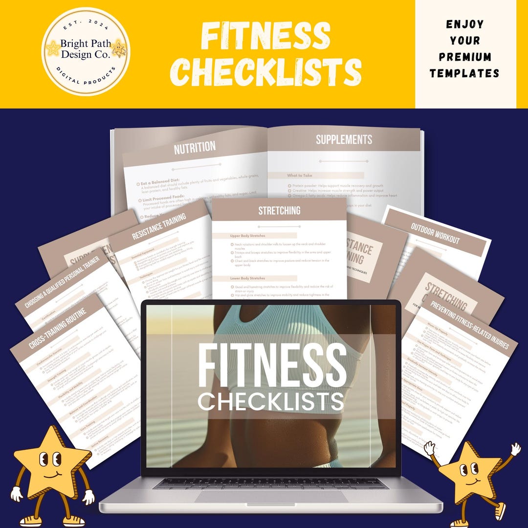 Fitness Checklists, Fitness Printable Set, Workout Planner, Daily ...