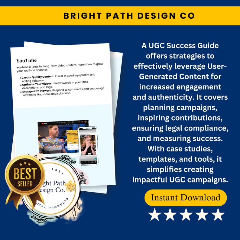 UGC Success Guide Handbook, Social Media Content Planner (digital ...