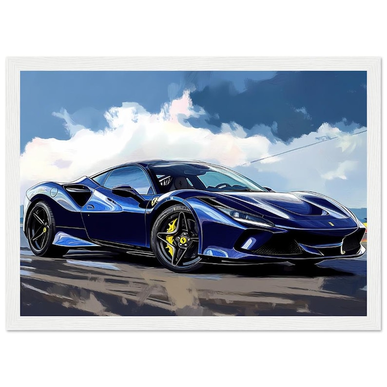 Stunning Blue Ferrari F8 Art Print for Car Enthusiasts - Wall Art - Etsy