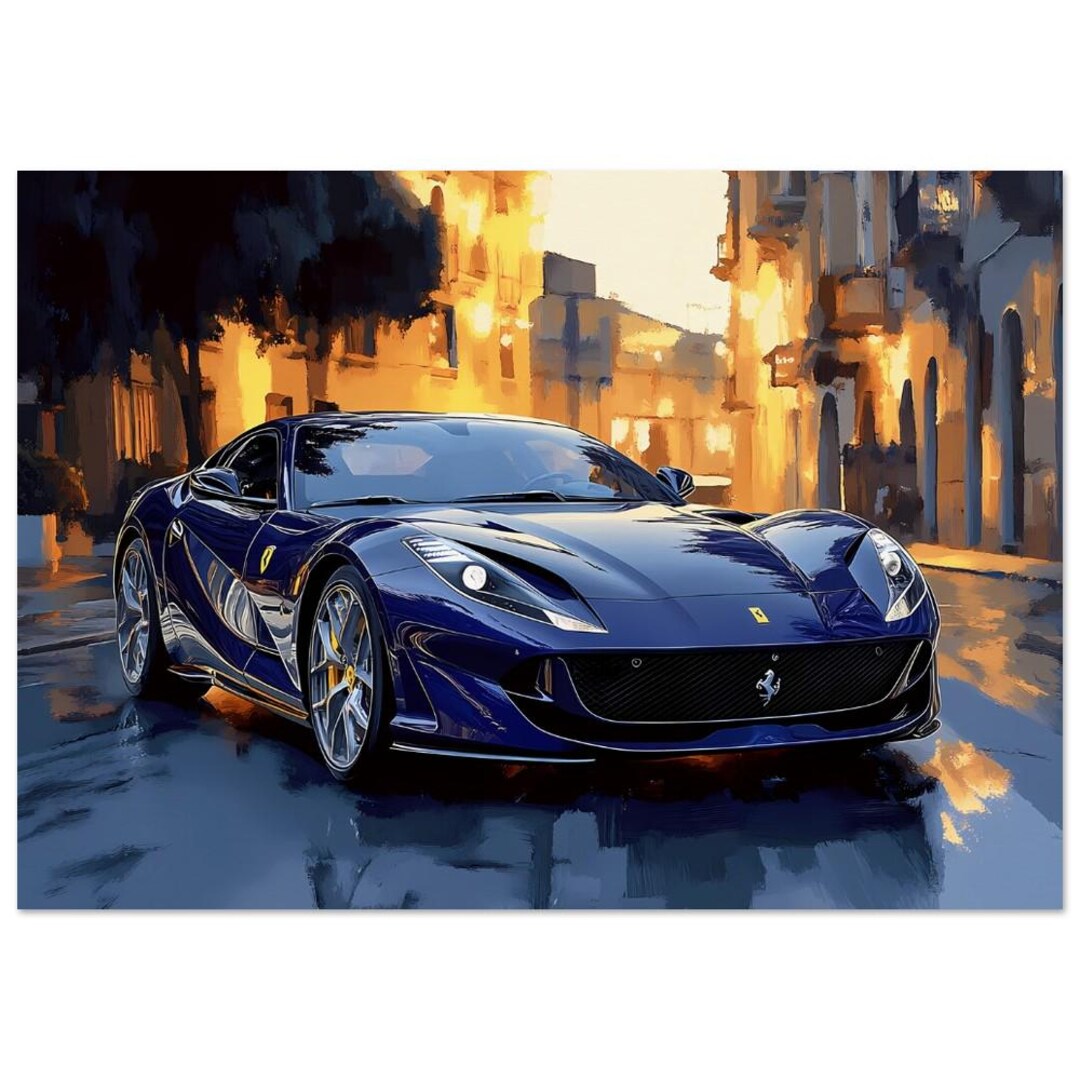 Blue Ferrari 812 Superfast Art Print for Car Enthusiasts - Wall Art - Etsy