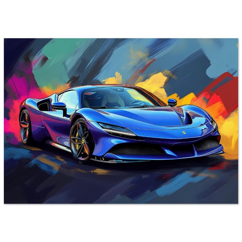 Blue Ferrari SF90 Stradale - Luxurious Artwork for Car Enthusiasts - Etsy