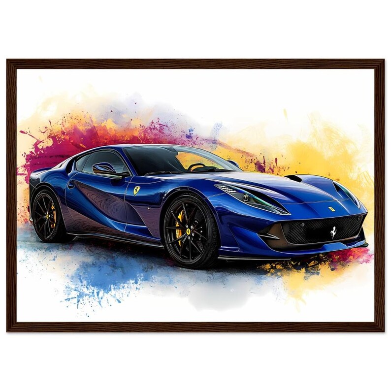 Blue Ferrari 812 Superfast II Art Print for Car Enthusiasts - Wall Art ...