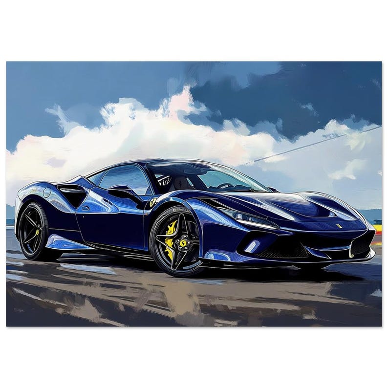 Stunning Blue Ferrari F8 Art Print for Car Enthusiasts - Wall Art - Etsy