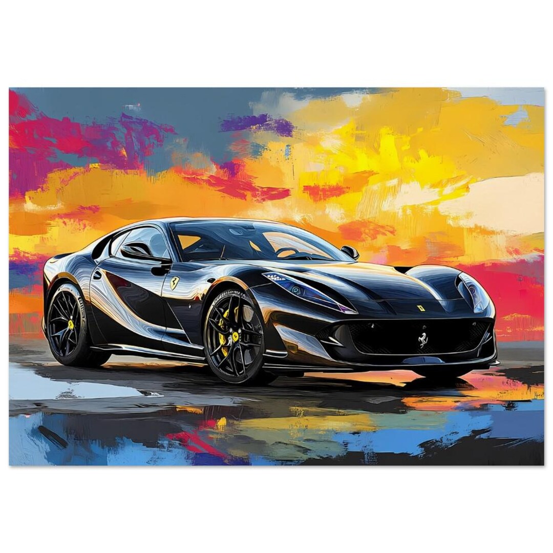 Black Ferrari 812 Superfast Art Print for Car Enthusiasts - Wall Art - Etsy
