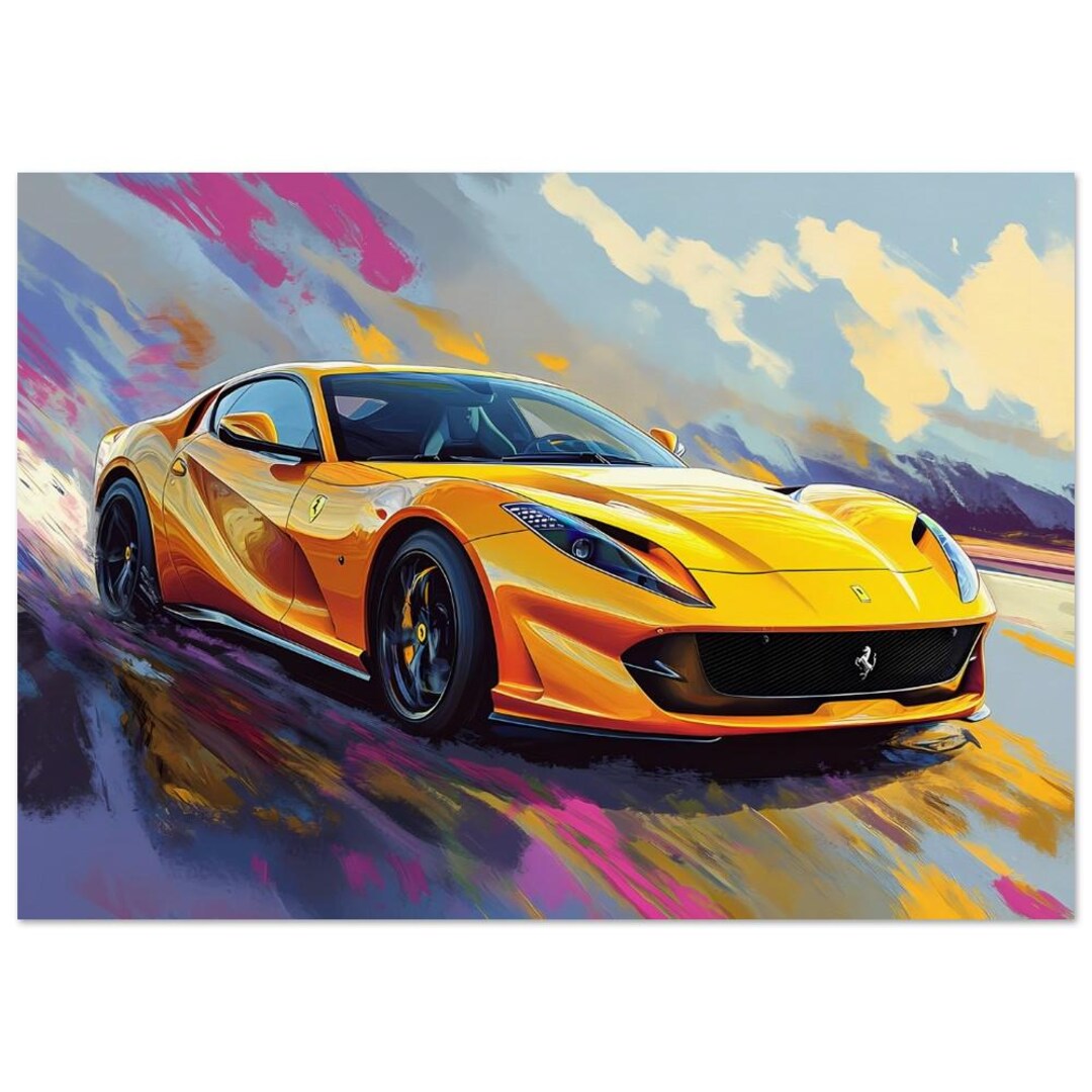 Yellow Ferrari 812 Superfast Art Print for Car Enthusiasts - Wall Art ...