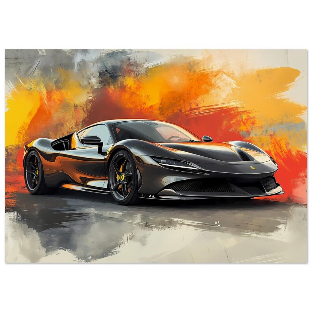 Grey Ferrari SF90 Stradale Art Print for Car Enthusiasts - Wall Art - Etsy
