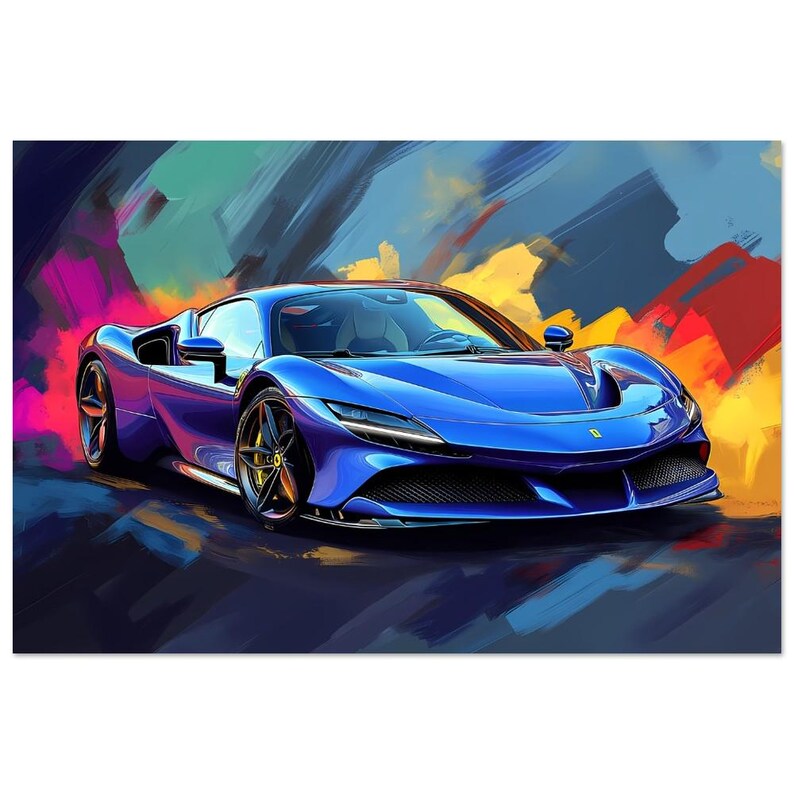 Blue Ferrari SF90 Stradale - Luxurious Artwork for Car Enthusiasts - Etsy