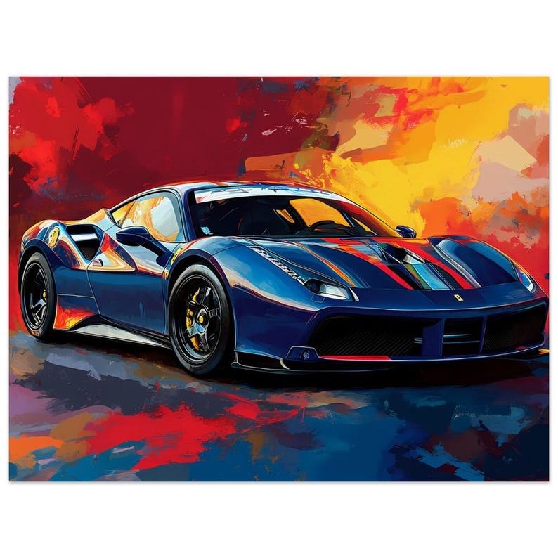 Blue Ferrari 488 Challenge Art Print for Car Enthusiasts Wall Art - Etsy