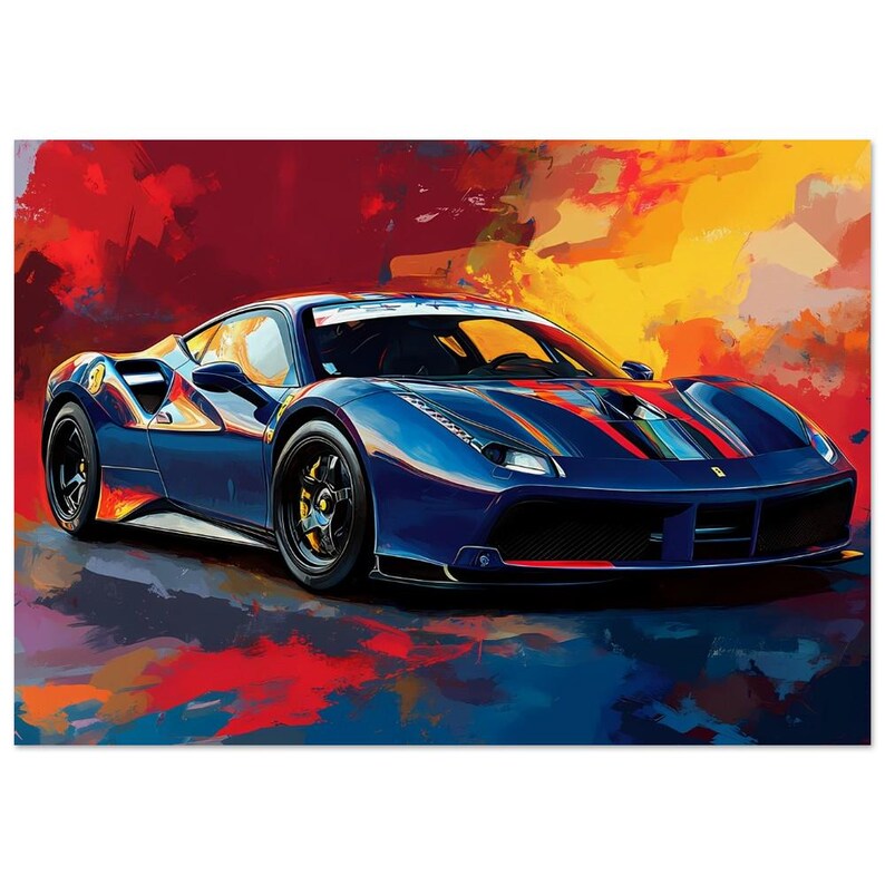 Blue Ferrari 488 Challenge Art Print for Car Enthusiasts Wall Art - Etsy