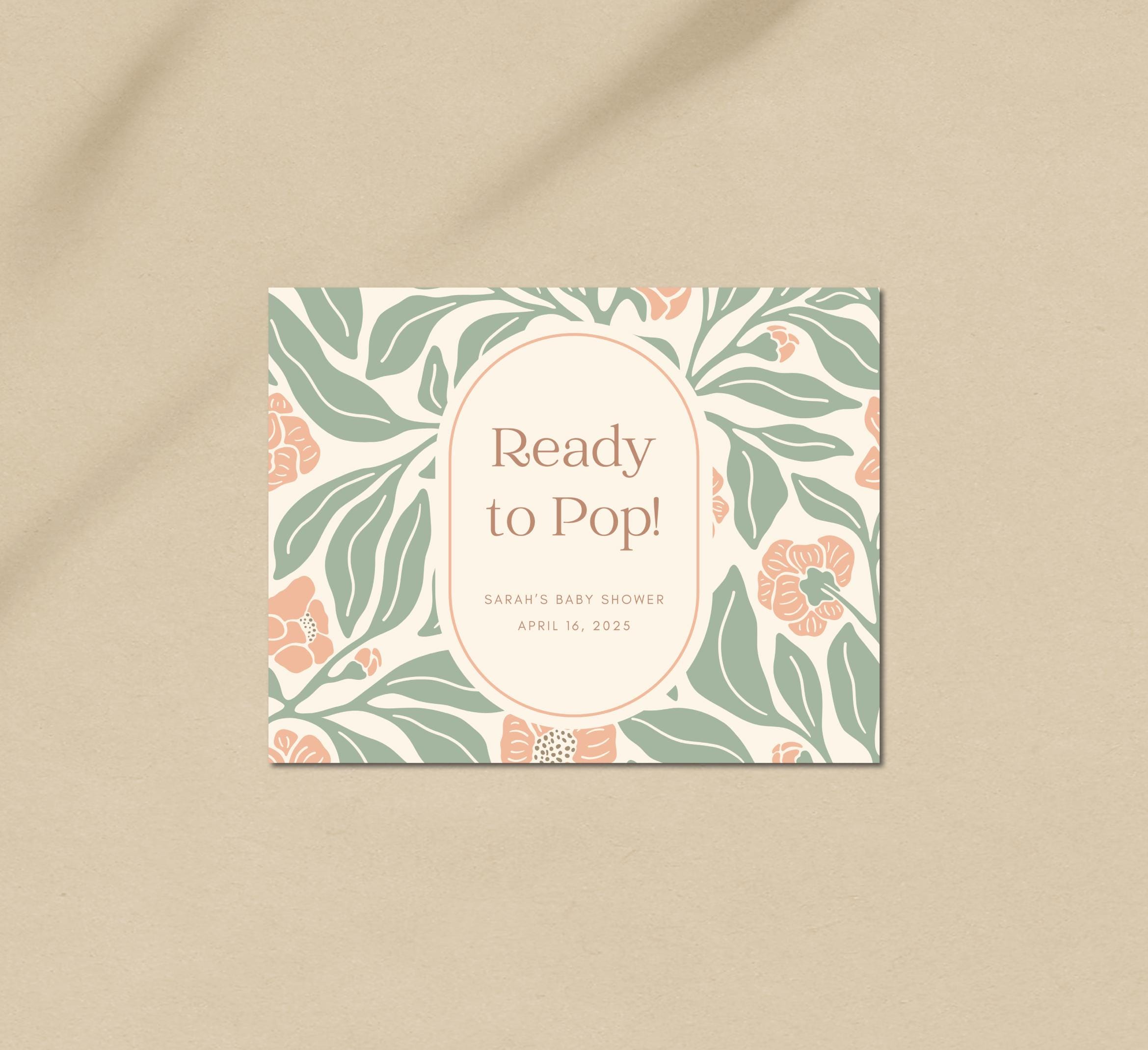 Editable Ready to Pop Wine Label Template | Floral Baby Shower Wine ...