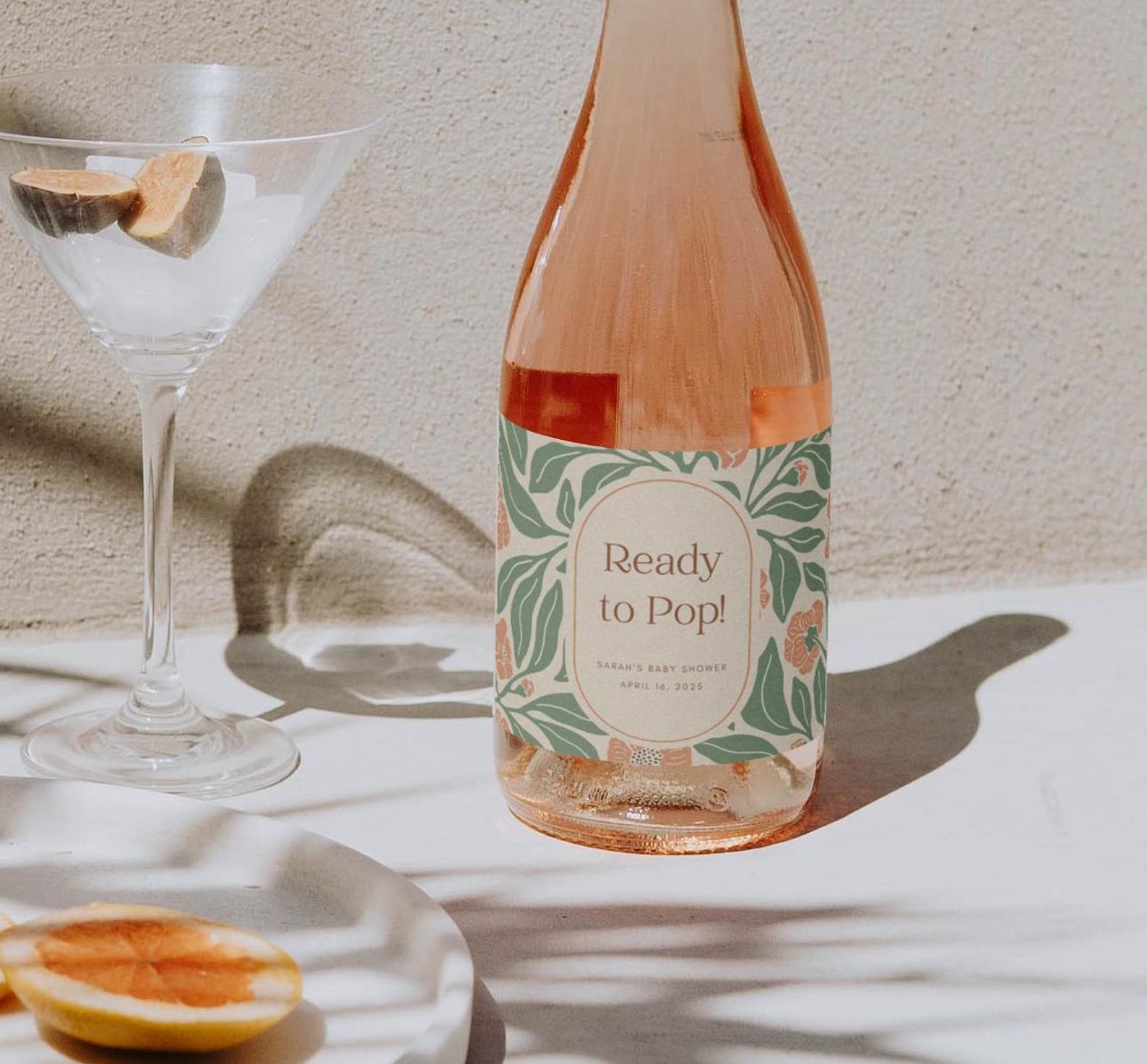Editable Ready to Pop Wine Label Template | Floral Baby Shower Wine ...