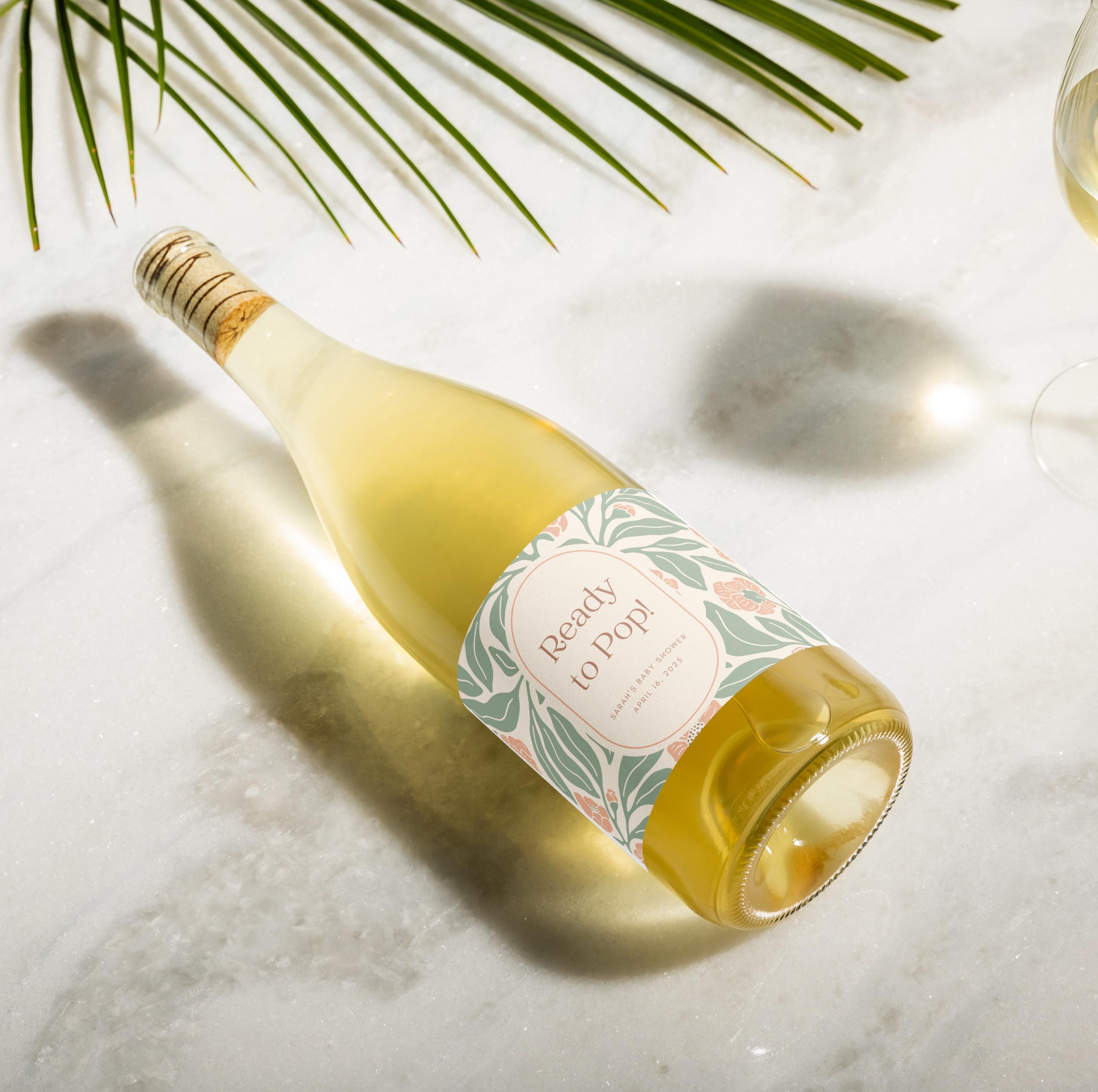 Editable Ready to Pop Wine Label Template | Floral Baby Shower Wine ...